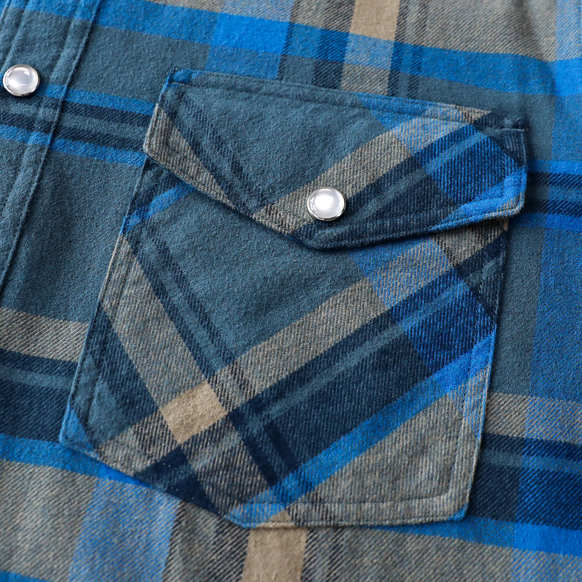 Dubinik® 6oz Men's Long Sleeve Pearl Snap Midweight Flannel Casual Wes