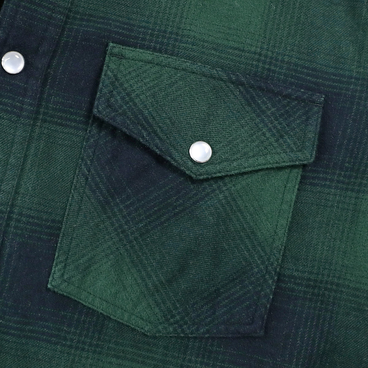 Dubinik® 6oz Men's Long Sleeve Pearl Snap Midweight Green Flannel Casu