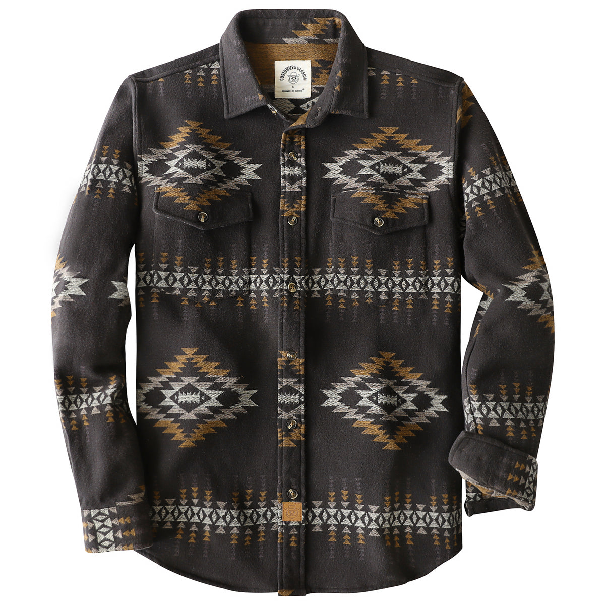 Dubinik® 10oz Ultra Heavyweight Mens Aztec Flannel Shirt Long Sleeve B